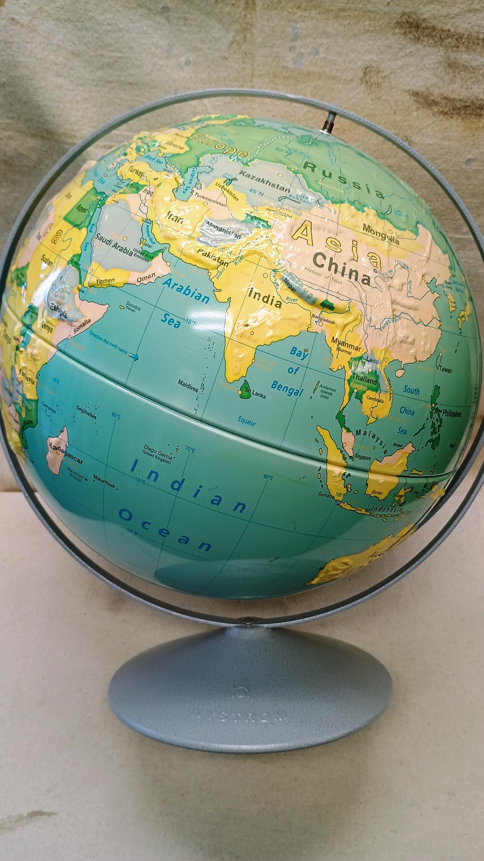 Old School Intermediate Physical Globe by Nystrom, Double Axis Grey ...
