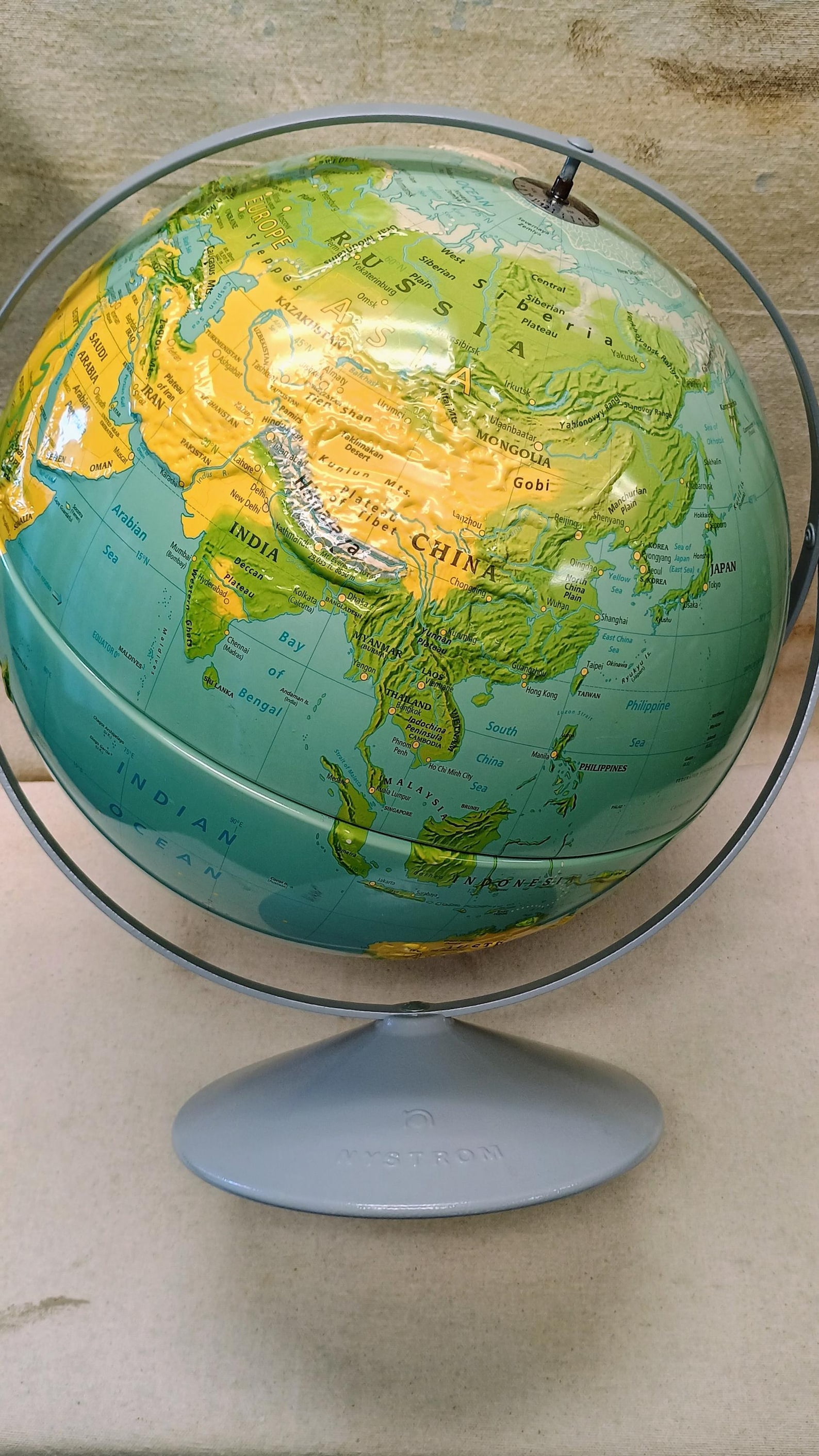 Old School Intermediate Physical Globe by Nystrom, Double Axis Grey ...