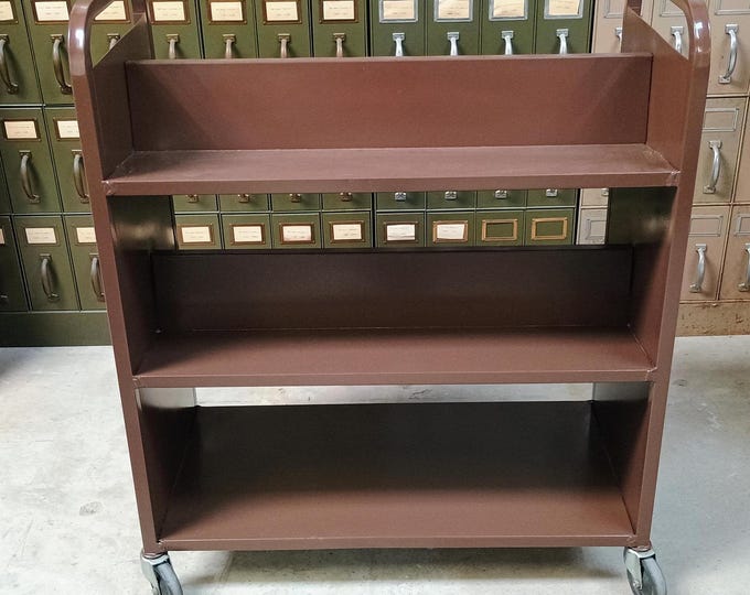 Old School Library Book Cart With Flat Bottom Shelf, ** Local P/U Only ...