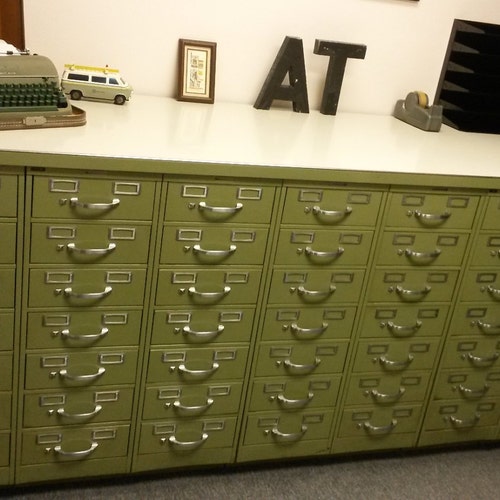 Vintage Industrial Steelcase Index Card Filing Cabinet Set 49 - Etsy