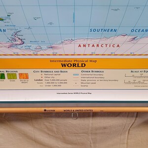 Old School Pull Down US & World Intermediate Wall Map by Nystrom, USED ...
