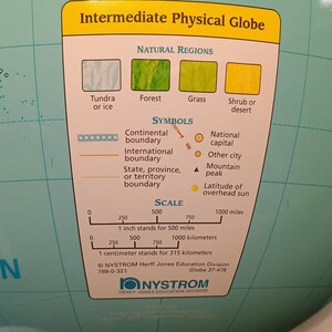 Old School Intermediate Physical Globe by Nystrom, Double Axis Grey ...