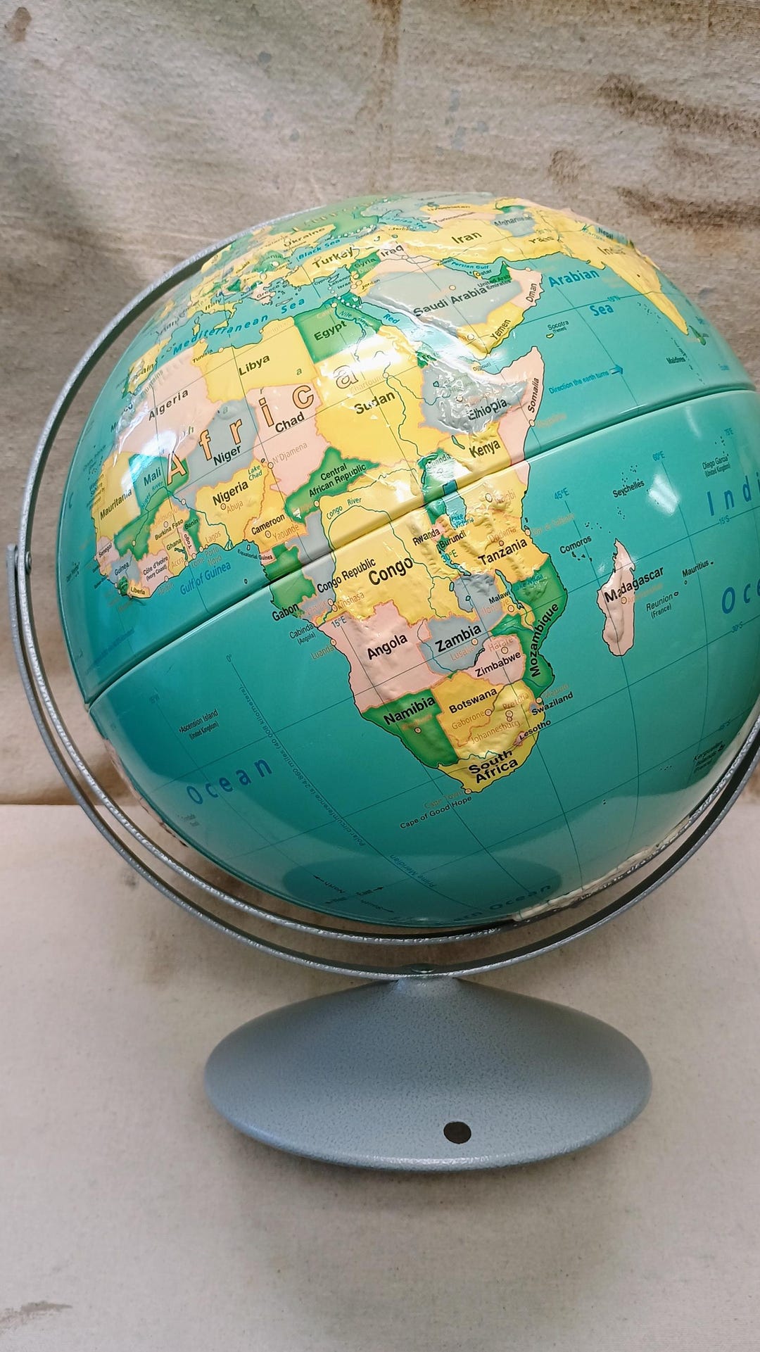 Old School Intermediate Physical Globe by Nystrom, Double Axis Grey ...