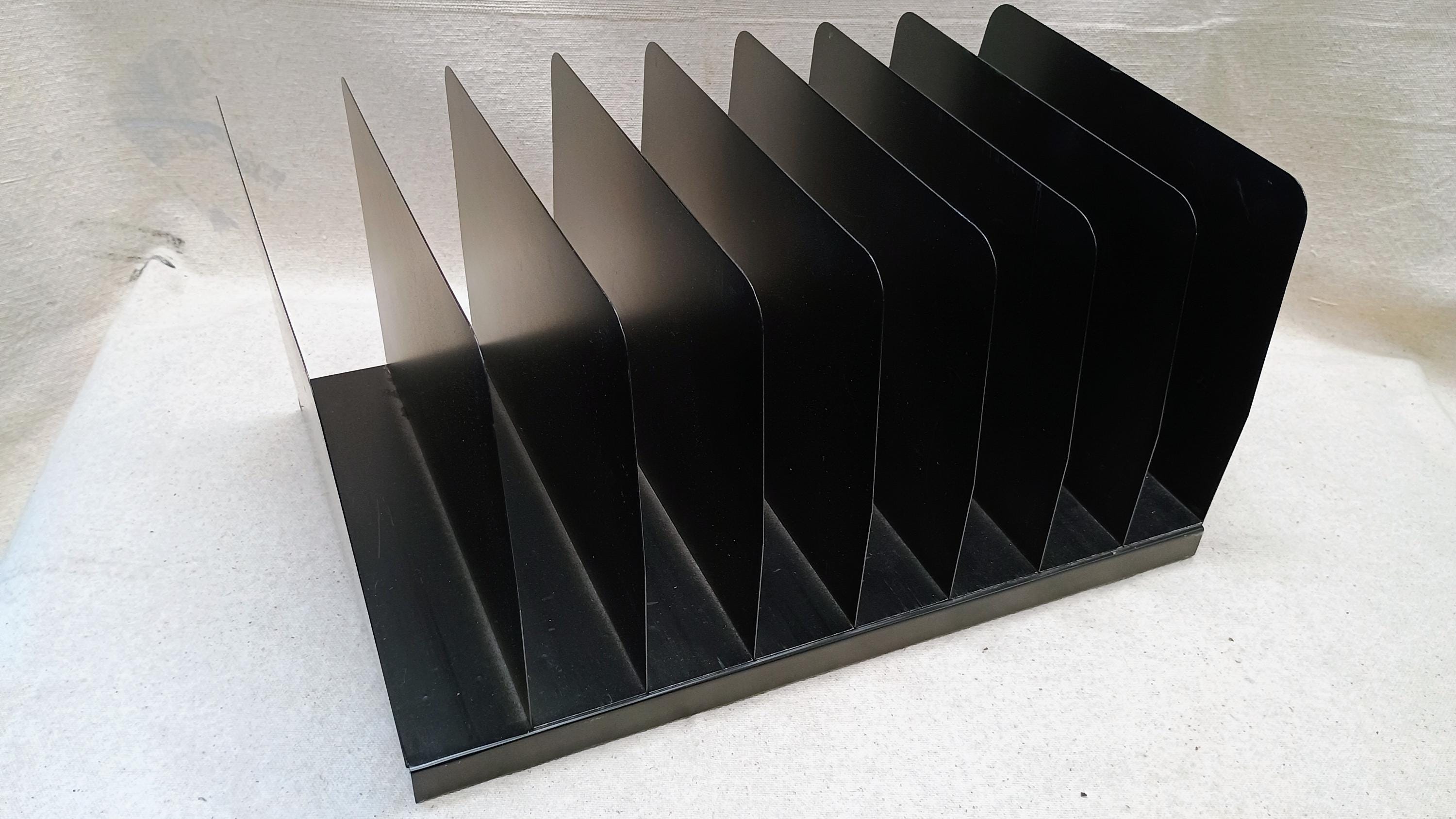 Old Metal File Organizer, Desktop File Holder, Vintage Office, Black ...