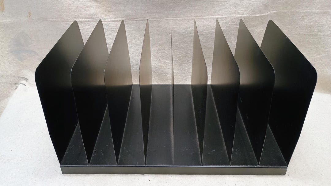 Old Metal File Organizer, Desktop File Holder, Vintage Office, Black ...