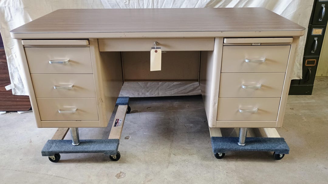 Vintage Steelcase Tanker Desk, **local P/U Only**, 2 Pedestal Tanker ...