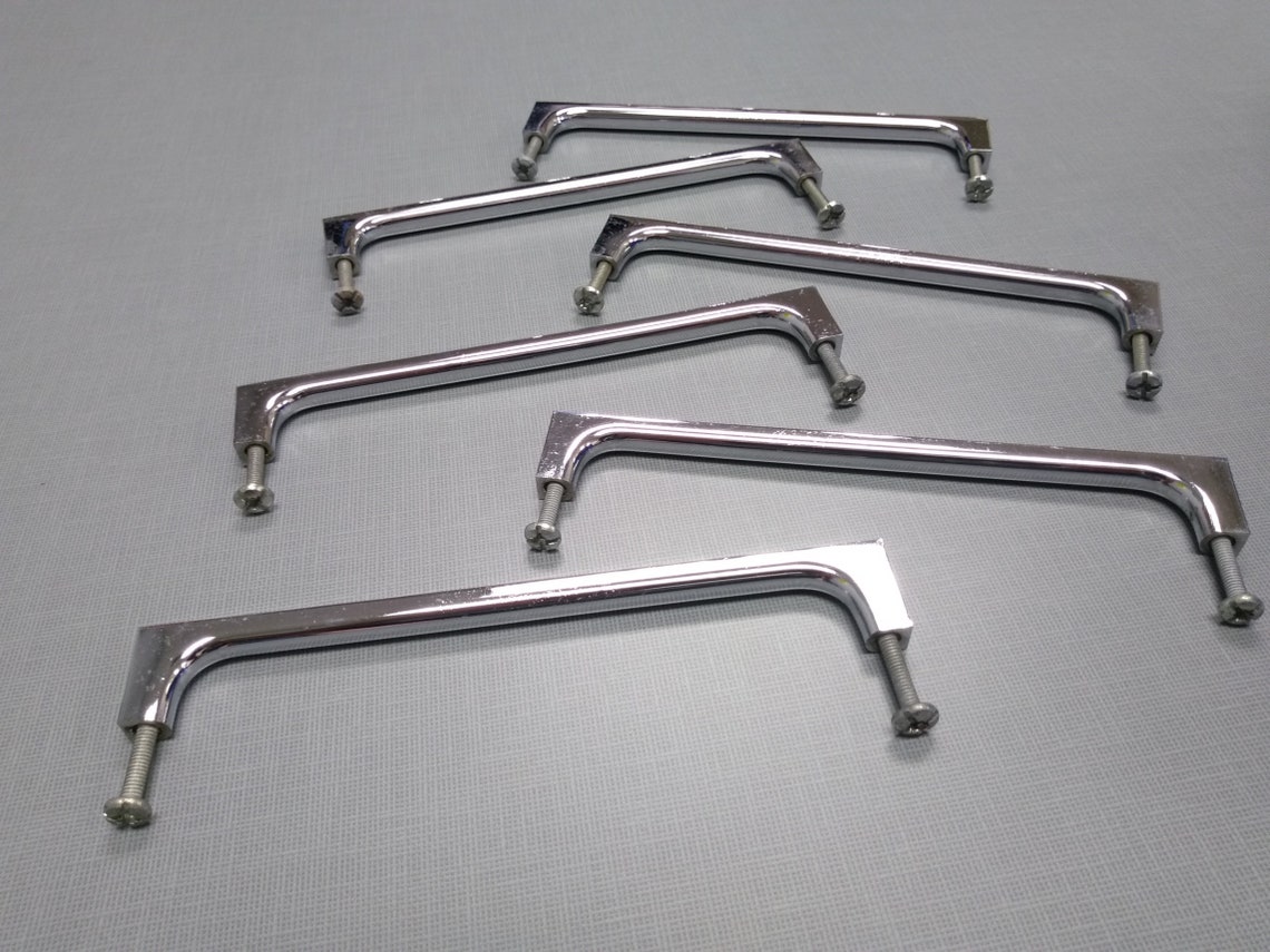 Vintage Chrome Cabinet Handles, Chrome Finish, for Drawers or Doors, 6 ...