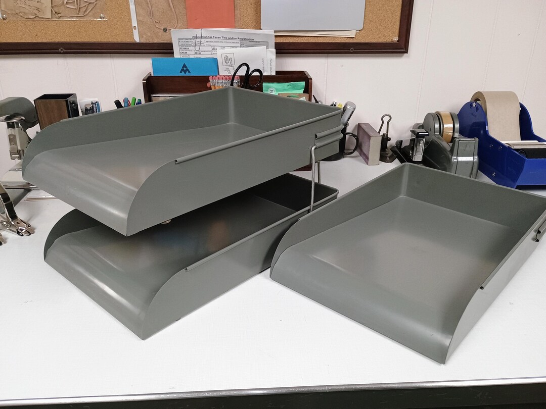 Vintage Paper Trays by Globe-wernicke, Single or Double Grey Legal Size ...