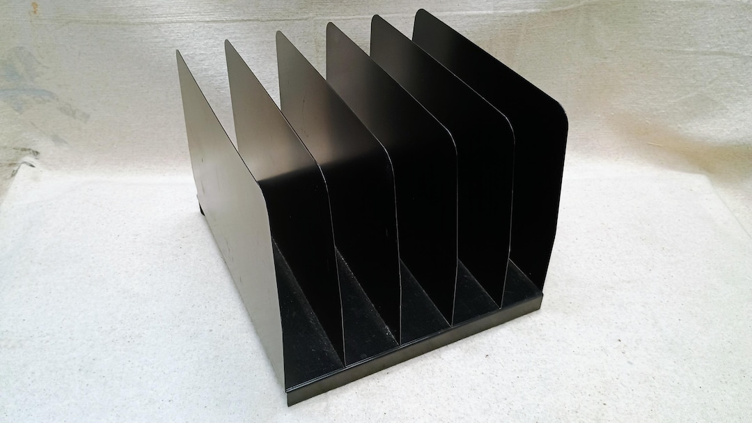 Old Metal File Organizer, Desktop File Holder, Vintage Office, Black ...