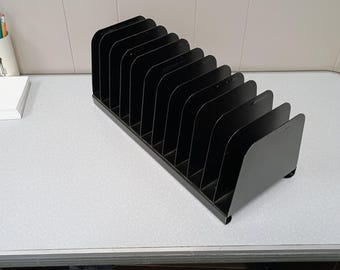 Old Metal File Organizer, Desktop File Holder, Vintage Office, Black ...