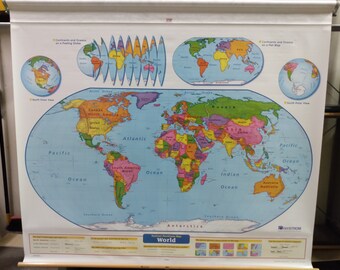World Map Pull Down | Etsy