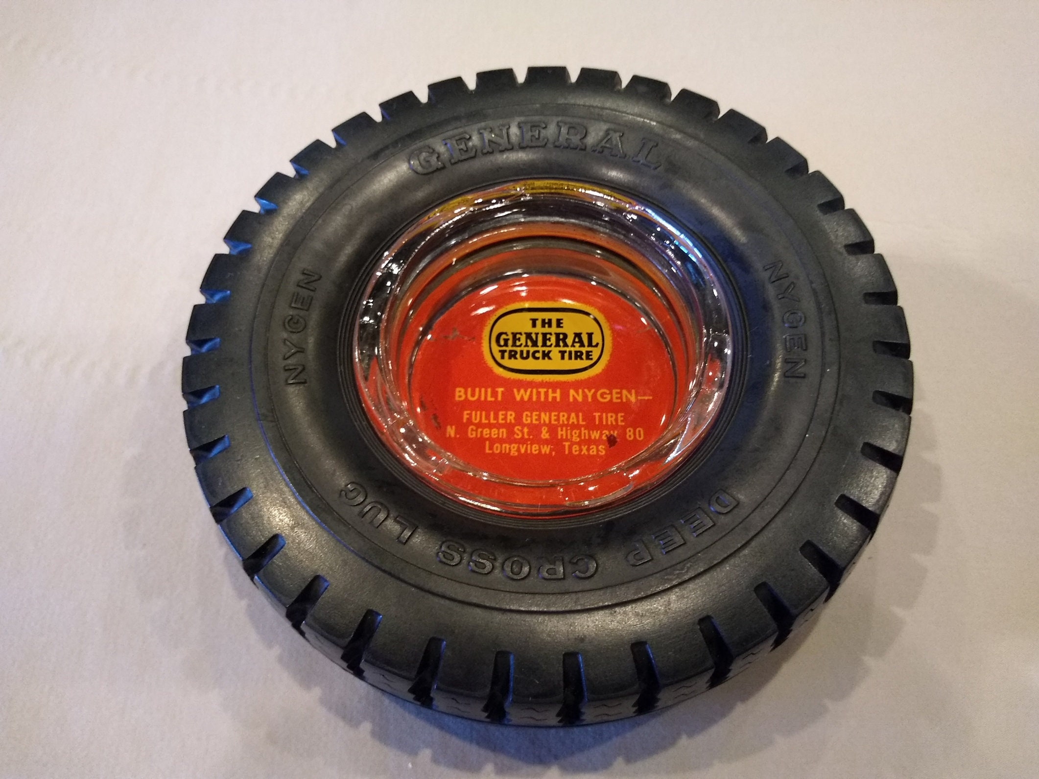 Vintage General Tire Ashtray With Clear Glass, Large Collectible ...
