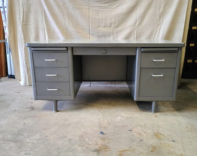 Vintage Tanker Desk by Steelcase, **local P/U Only**, 2 Pedestal Tanker ...