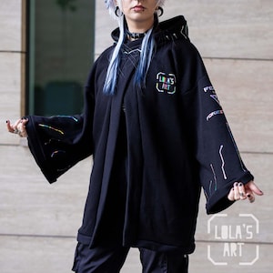 Leshi, Forest God, Techwear Style Kimono With Hood, Hooded Robe for ...