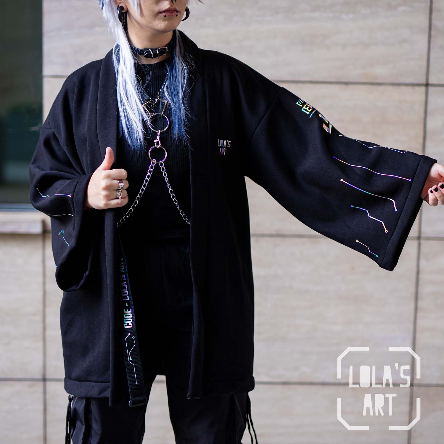 Cerberus Jackal, Techwear Style Kimono, Haori, Holographic Handmade ...