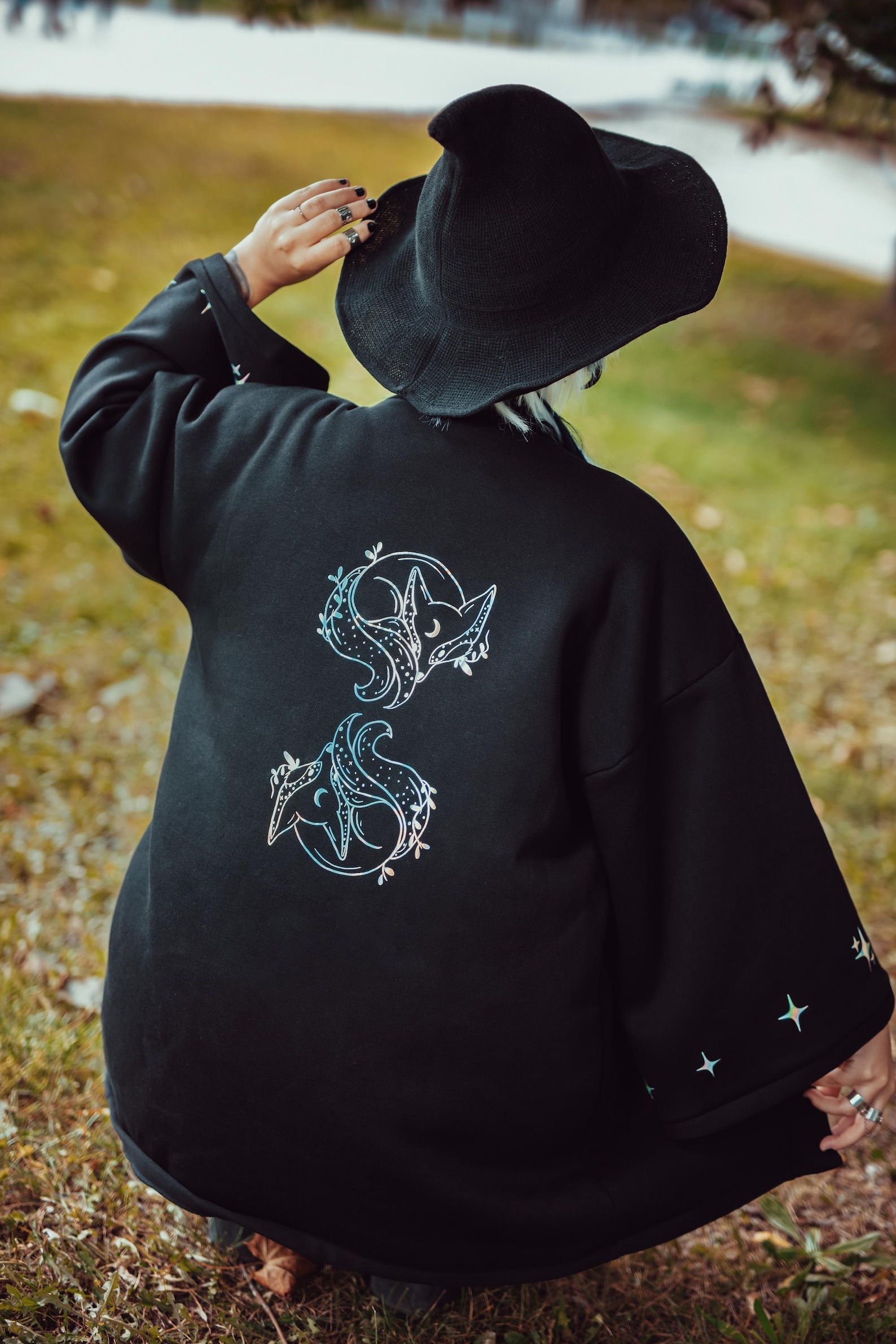 Tsukikami Fox, Techwear Style Kimono, Haori, Holographic Handmade Haori ...