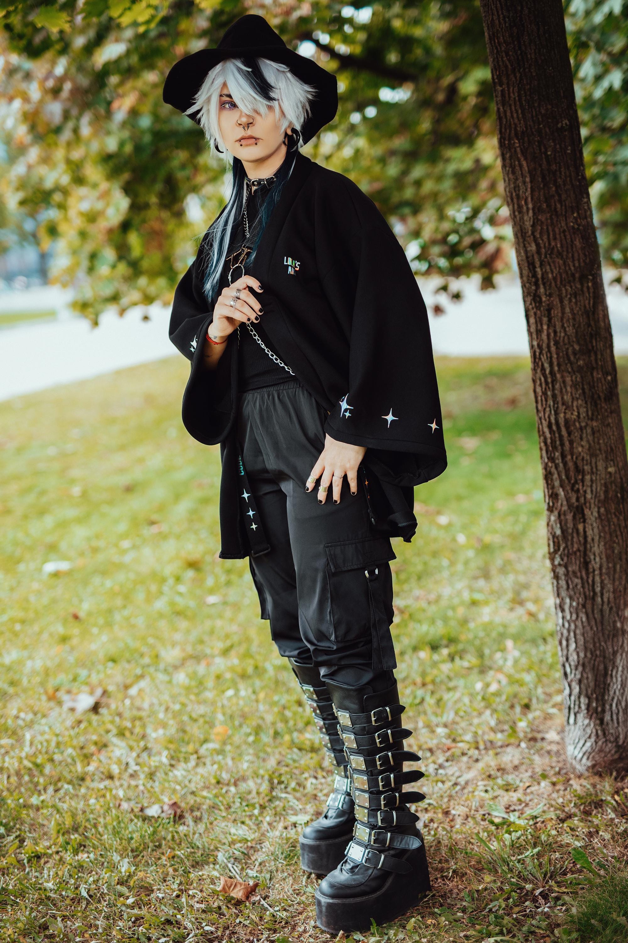 Tsukikami Fox, Techwear Style Kimono, Haori, Holographic Handmade Haori ...