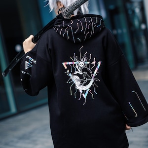 Leshi, Forest God, Techwear Style Kimono With Hood, Hooded Robe for ...