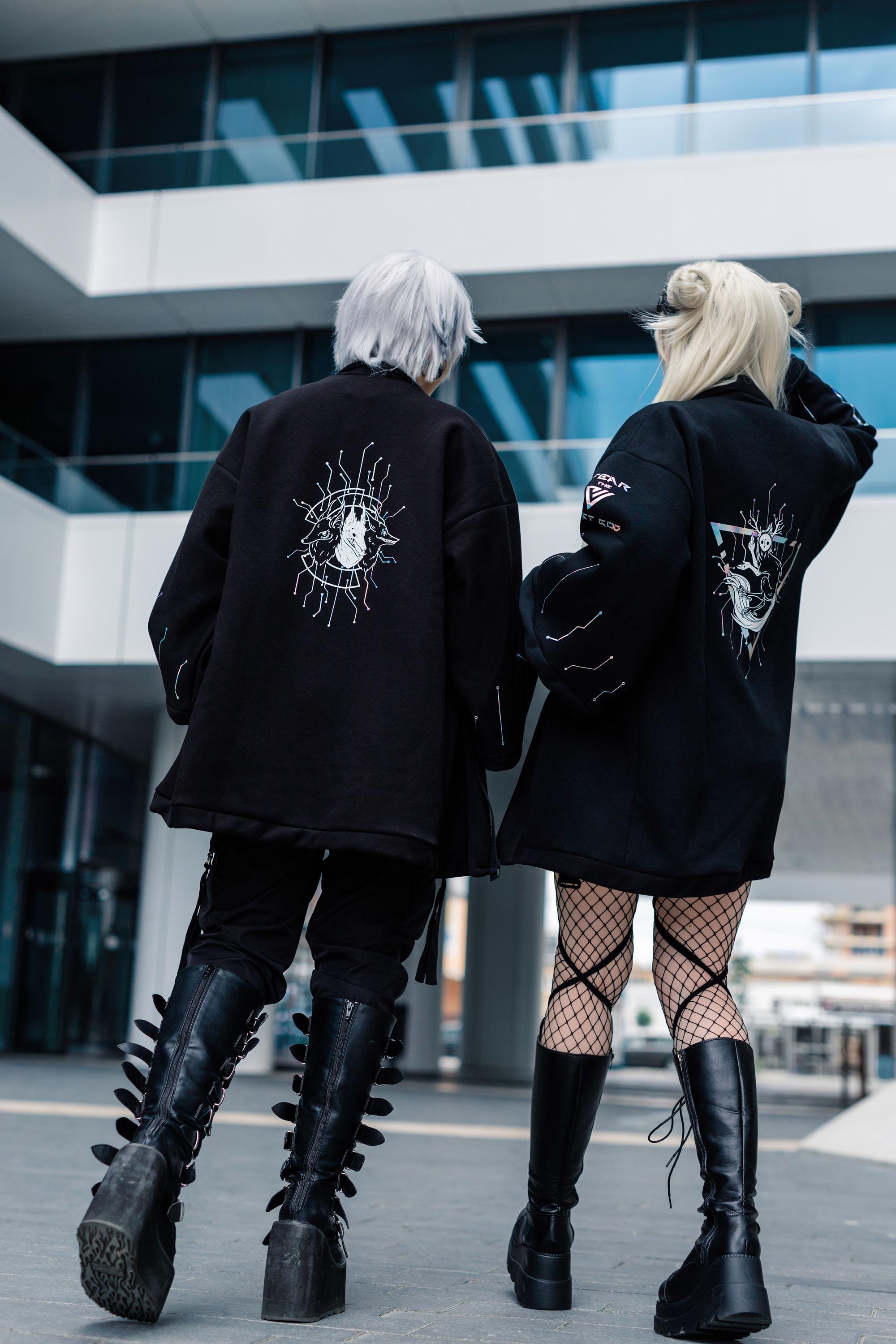 Cerberus Jackal, Techwear Style Kimono, Haori, Holographic Handmade ...