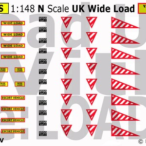 UK Wide Load, Long Load Signs, Signage for N Scale, N Gauge 1/148 Model ...