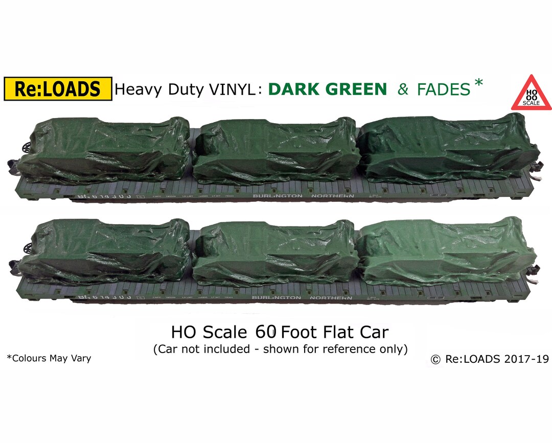 HO Scale Trains Model Railroad Loads, DARK GREEN 'vinyl' Tarped Covered ...