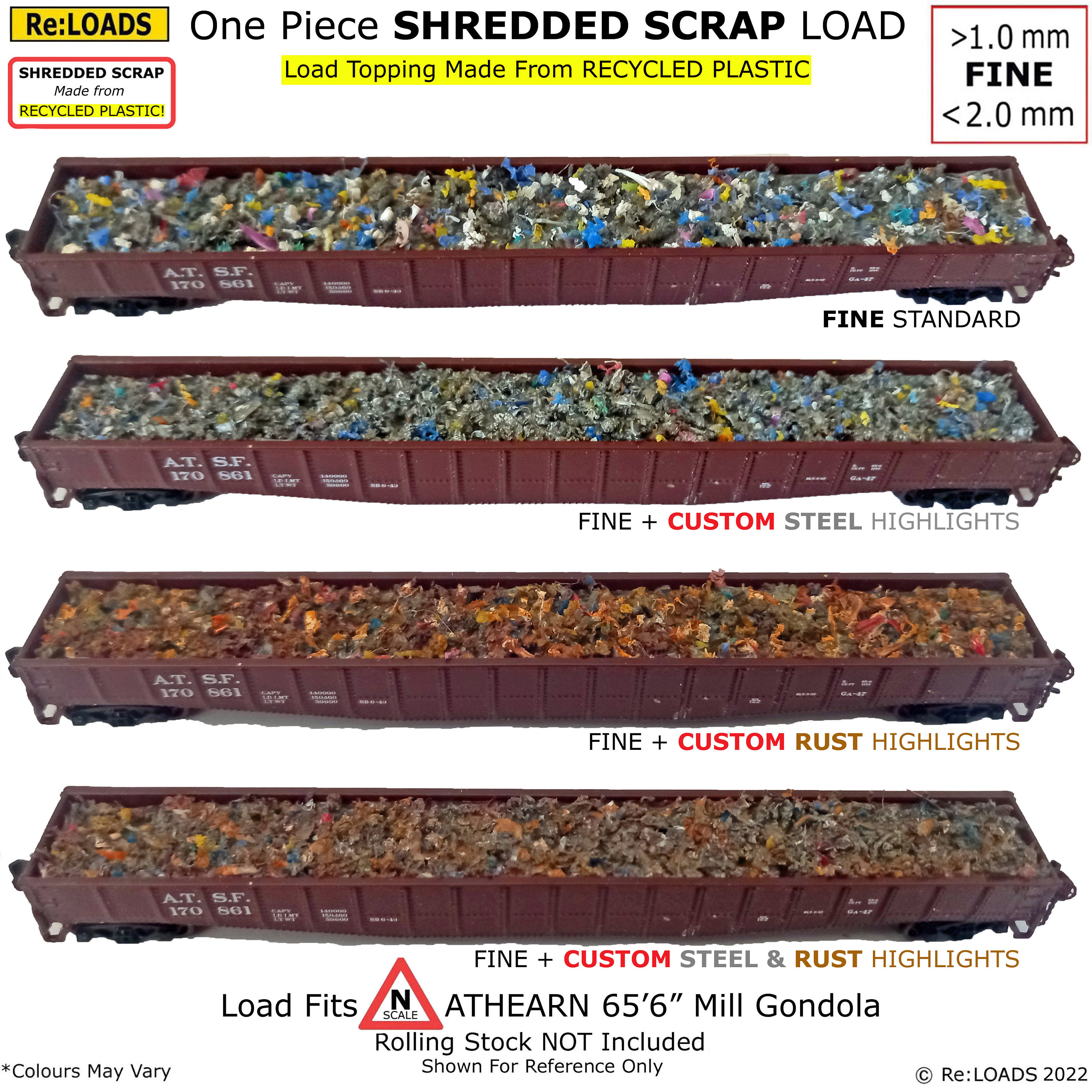 N Scale SHREDDED SCRAP Loads for N Scale Trains Athearn 65'6 Model ...
