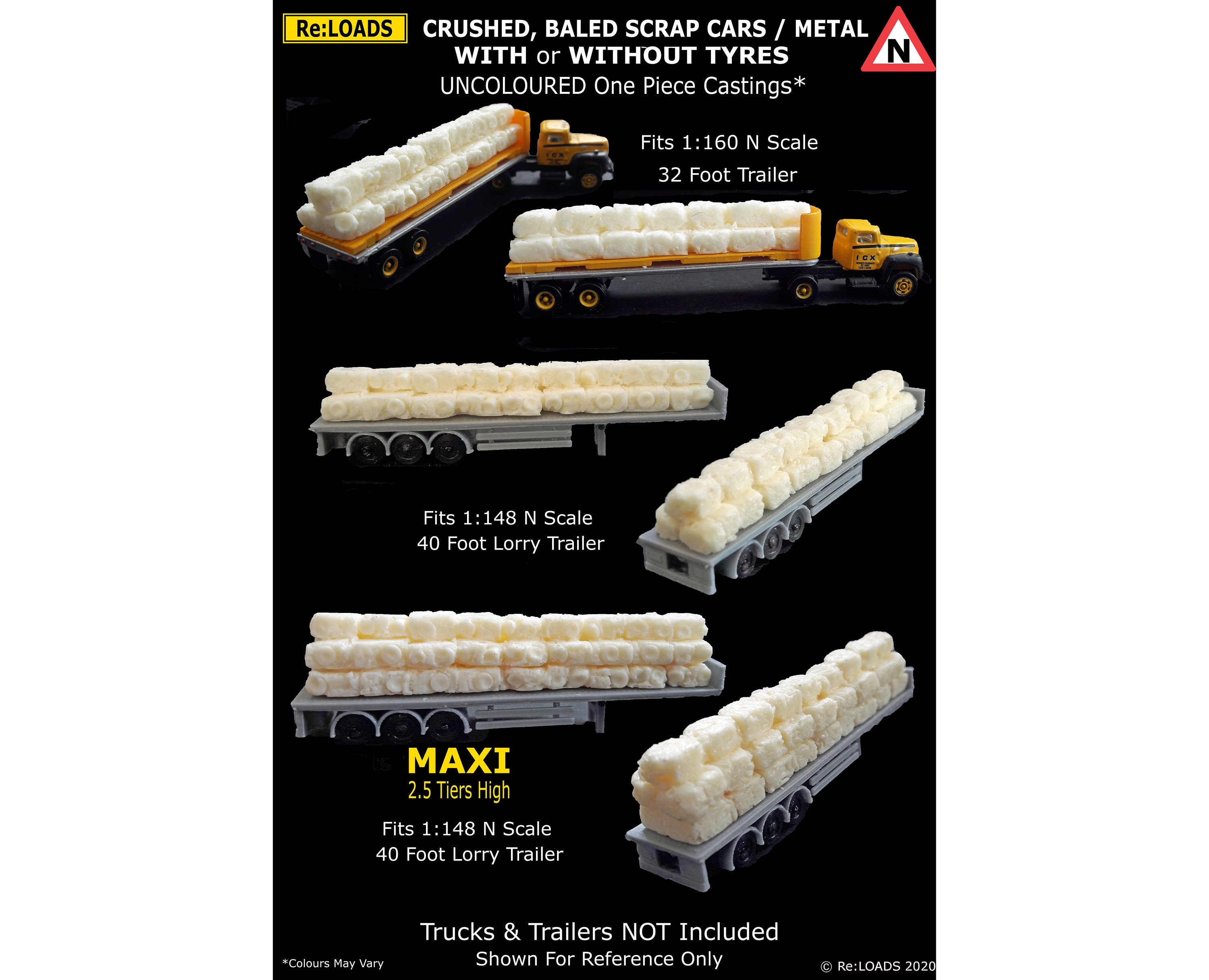 Crushed Baled N Scale Vehicles SCRAP CARS Model Railway Model Railroad ...