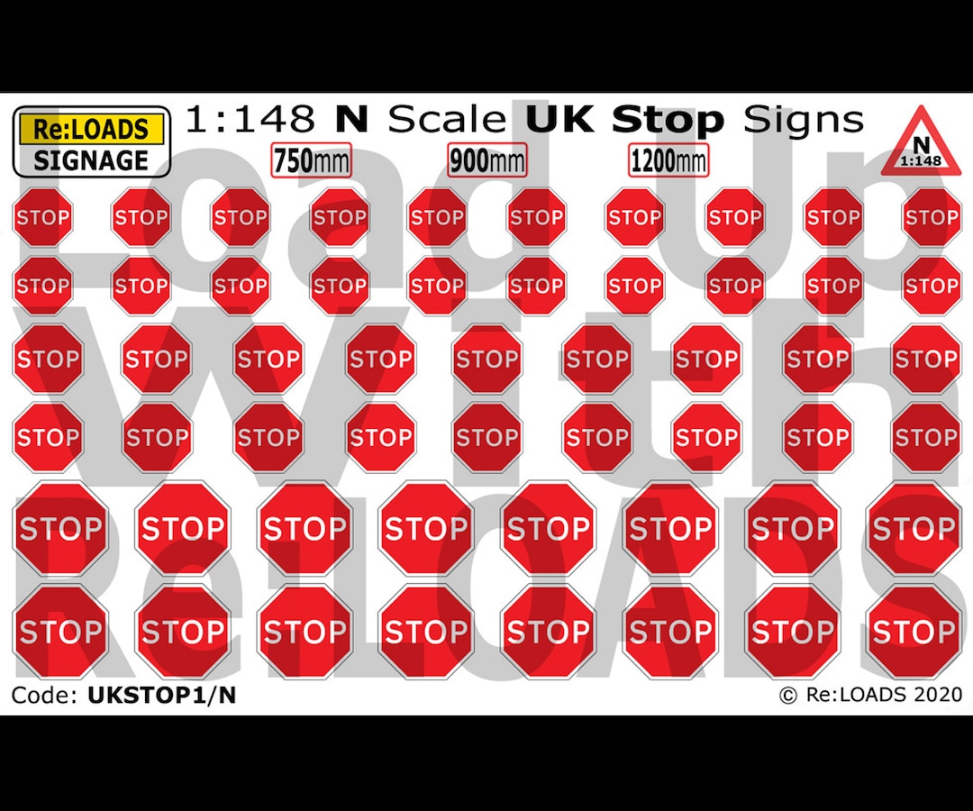 UK STOP Signs, Signage for N Gauge / N Scale Model Railway Scenery and ...