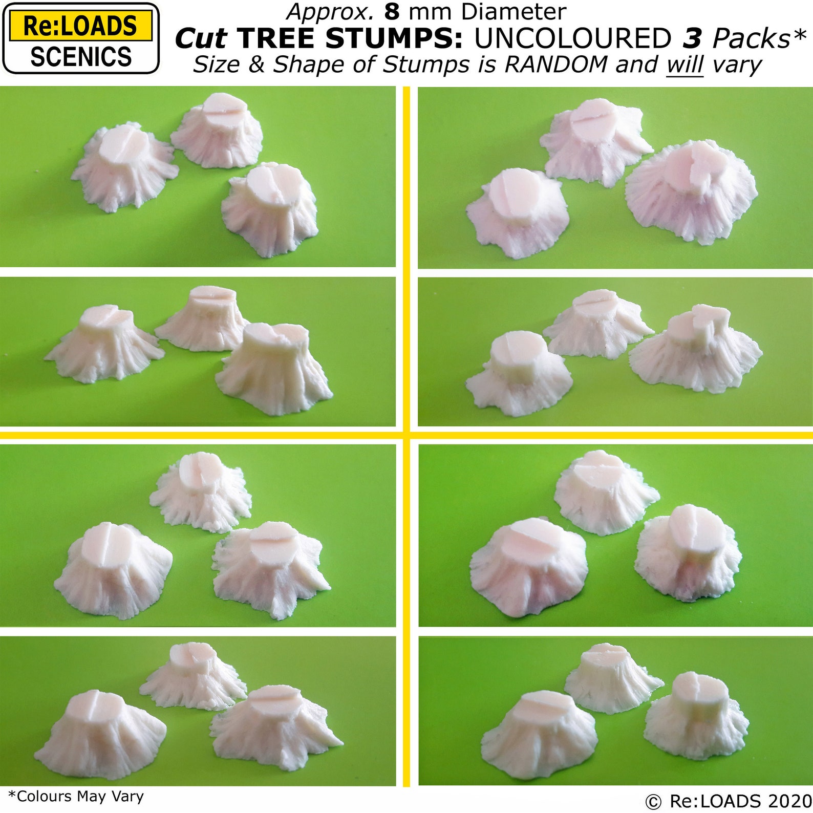 Model Railroad HO Scale Tree STUMPS Uncoloured 8mm Diameter Scale Tree ...