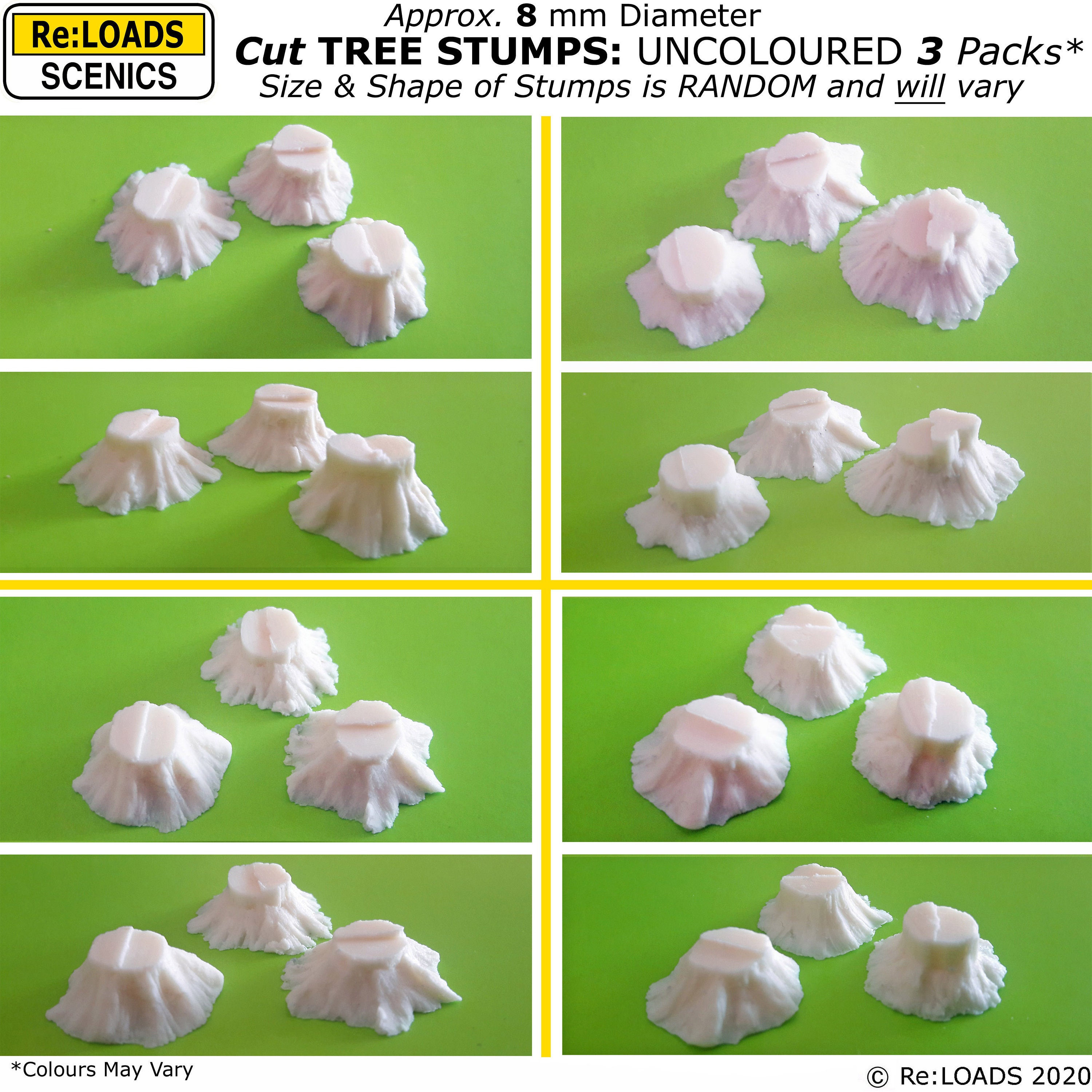 Model Railroad HO Scale Tree STUMPS Uncoloured 8mm Diameter Scale Tree ...