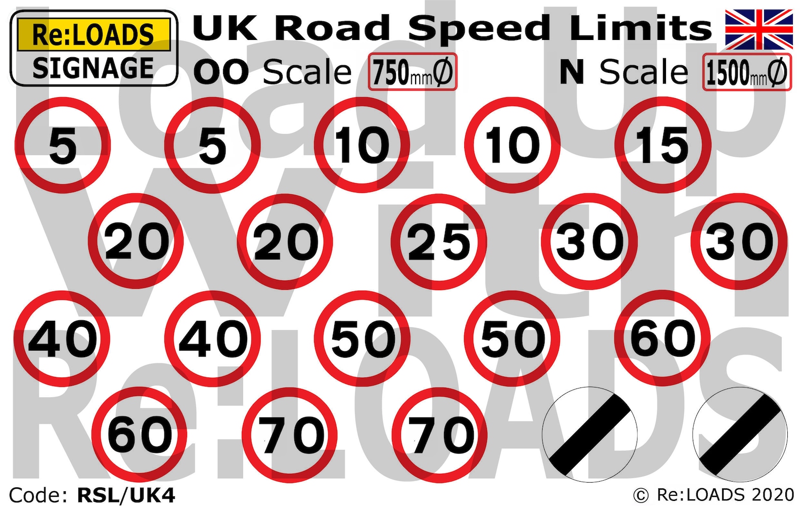 UK Road Speed Limit Signs, Signage for OO Gauge / OO Scale and N Gauge ...