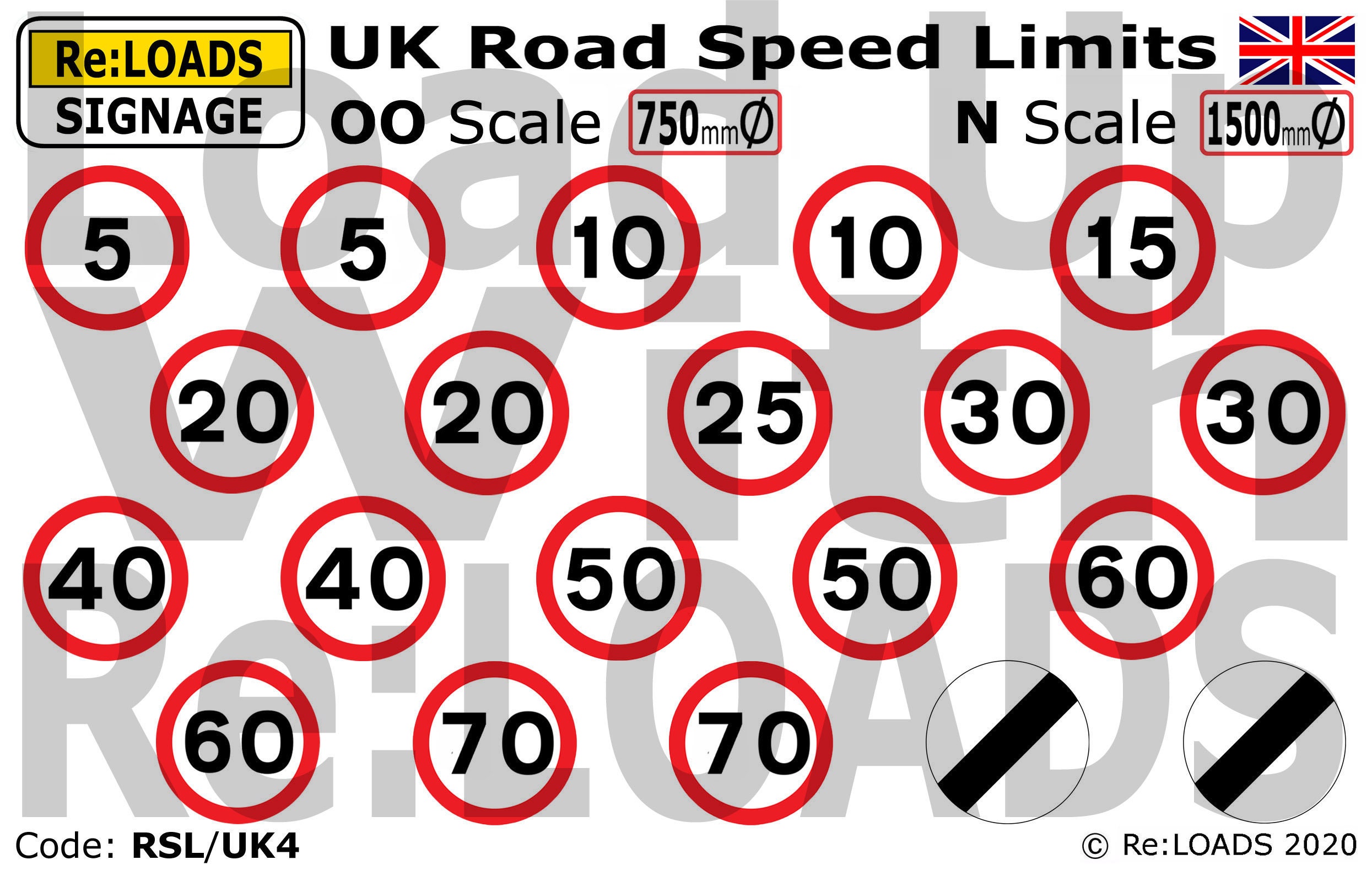UK Road Speed Limit Signs, Signage for OO Gauge / OO Scale and N Gauge ...