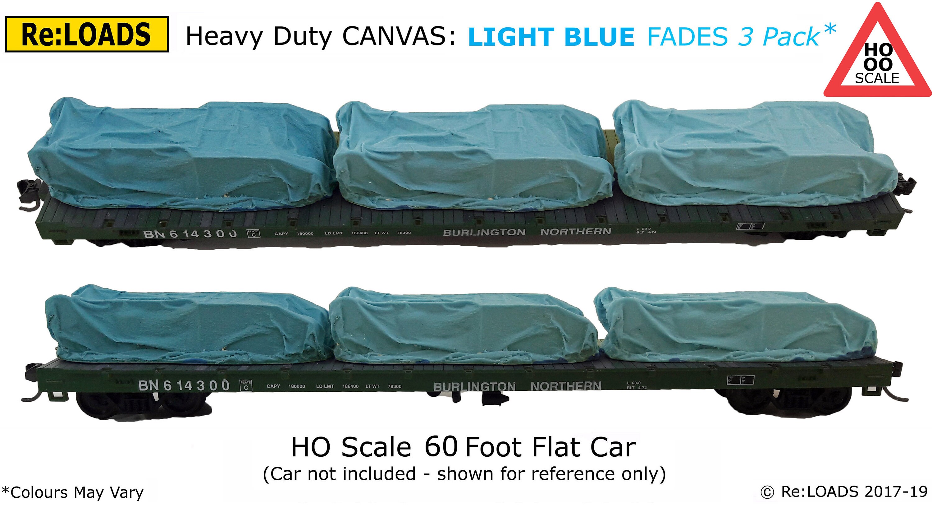 HO Scale Trains Model Railroad Loads, Light BLUE 'canvas' Tarped ...