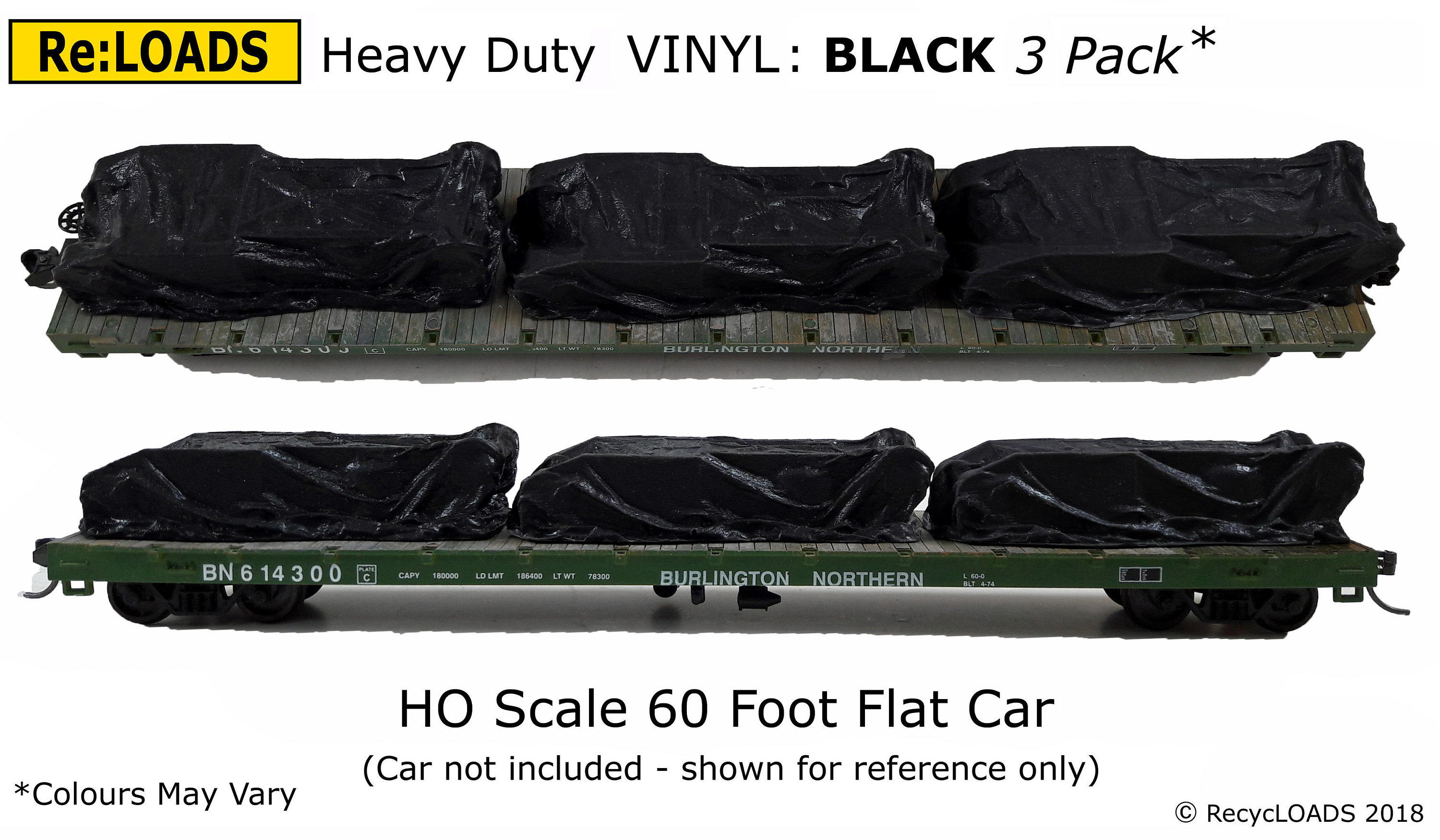 HO Scale Trains Model Railroad Loads, BLACK 'vinyl' Tarped Covered ...