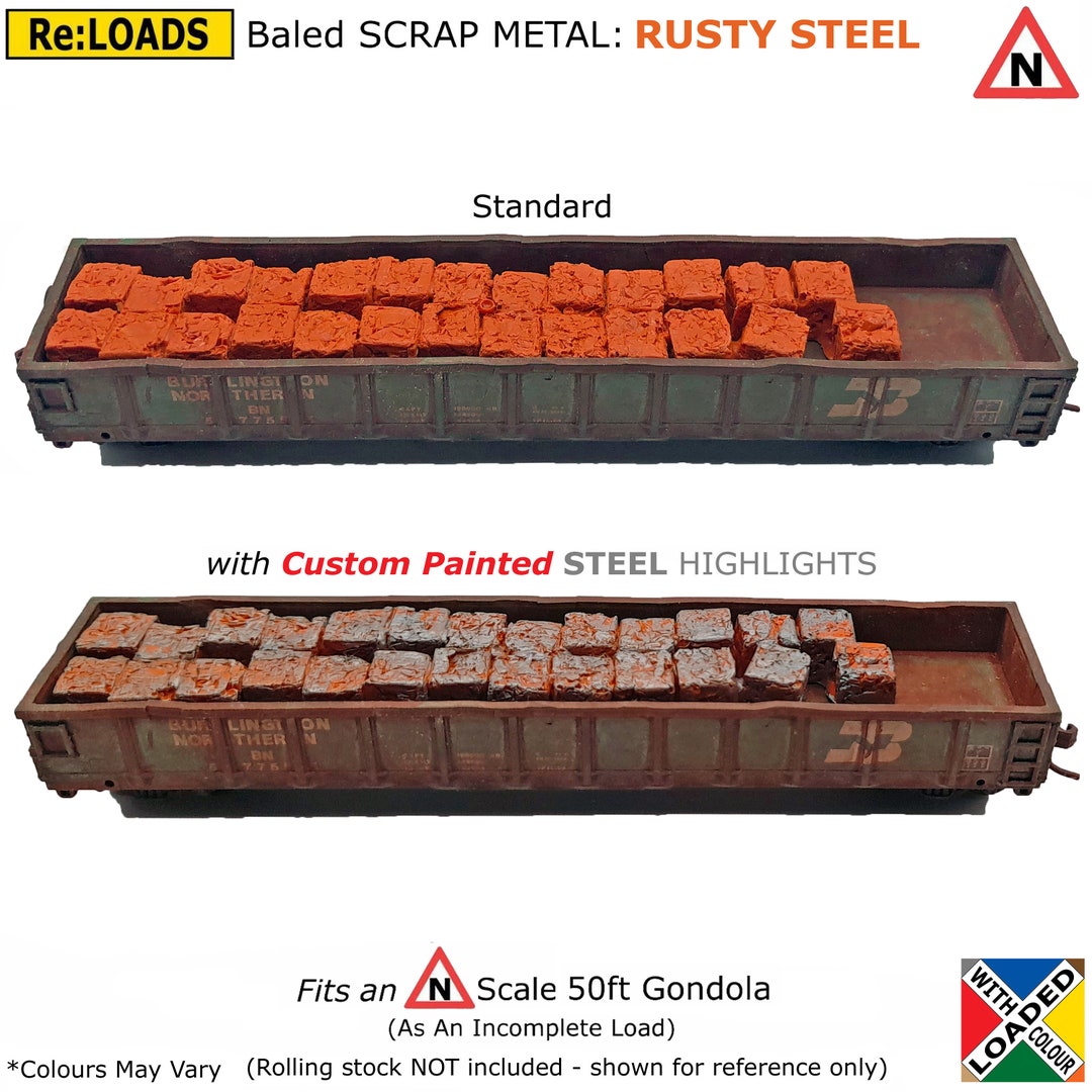 Crushed Baled N Scale Trains Scrap Loads Resin Cast Scrap Metal Loads ...