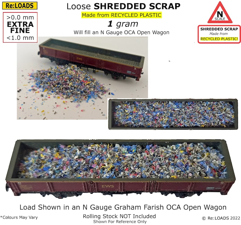 Loose SHREDDED SCRAP Recycled Plastic for N Scale Trains N Gauge Model ...
