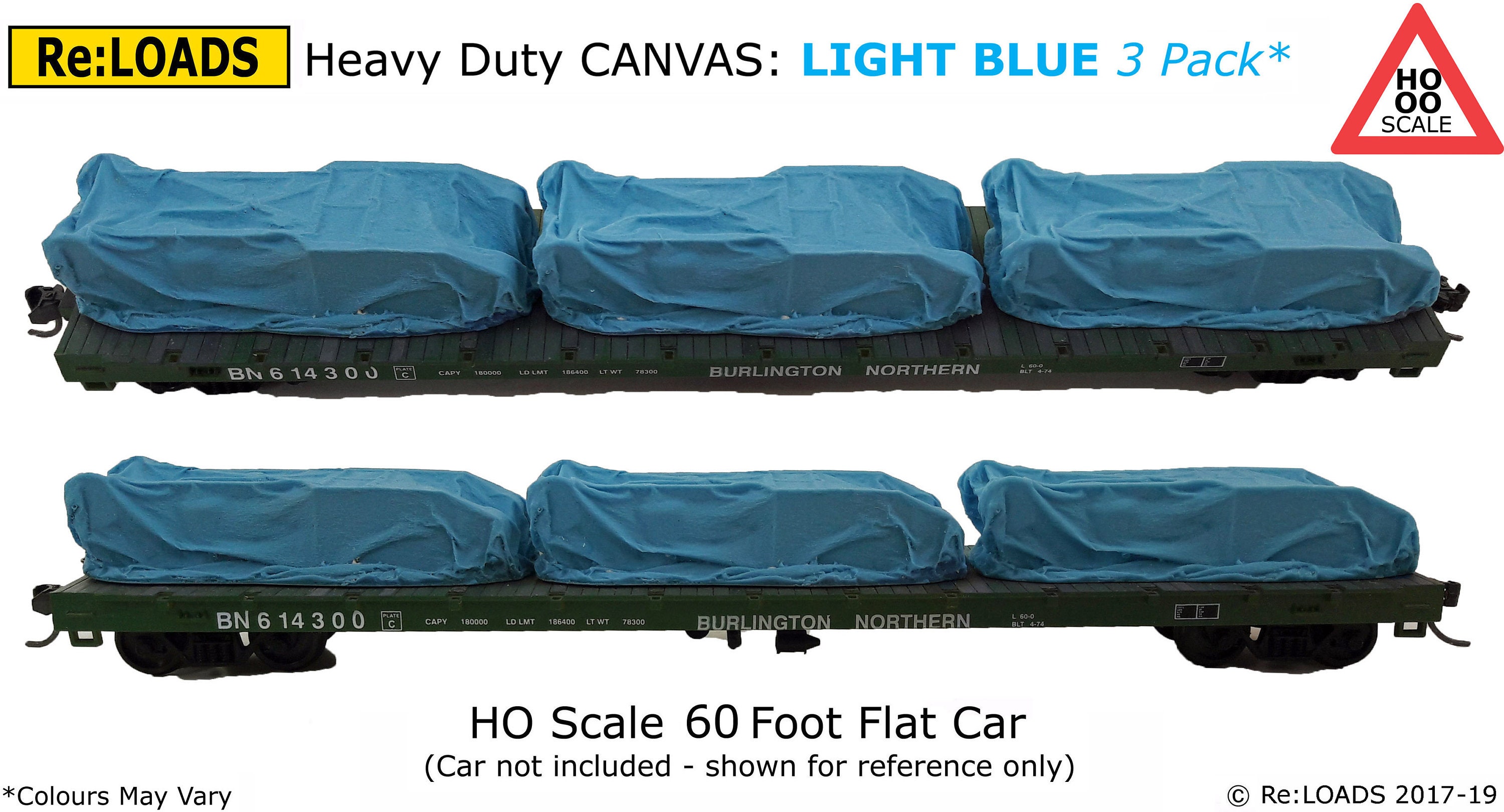 HO Scale Trains Model Railroad Loads, Light BLUE 'canvas' Tarped ...