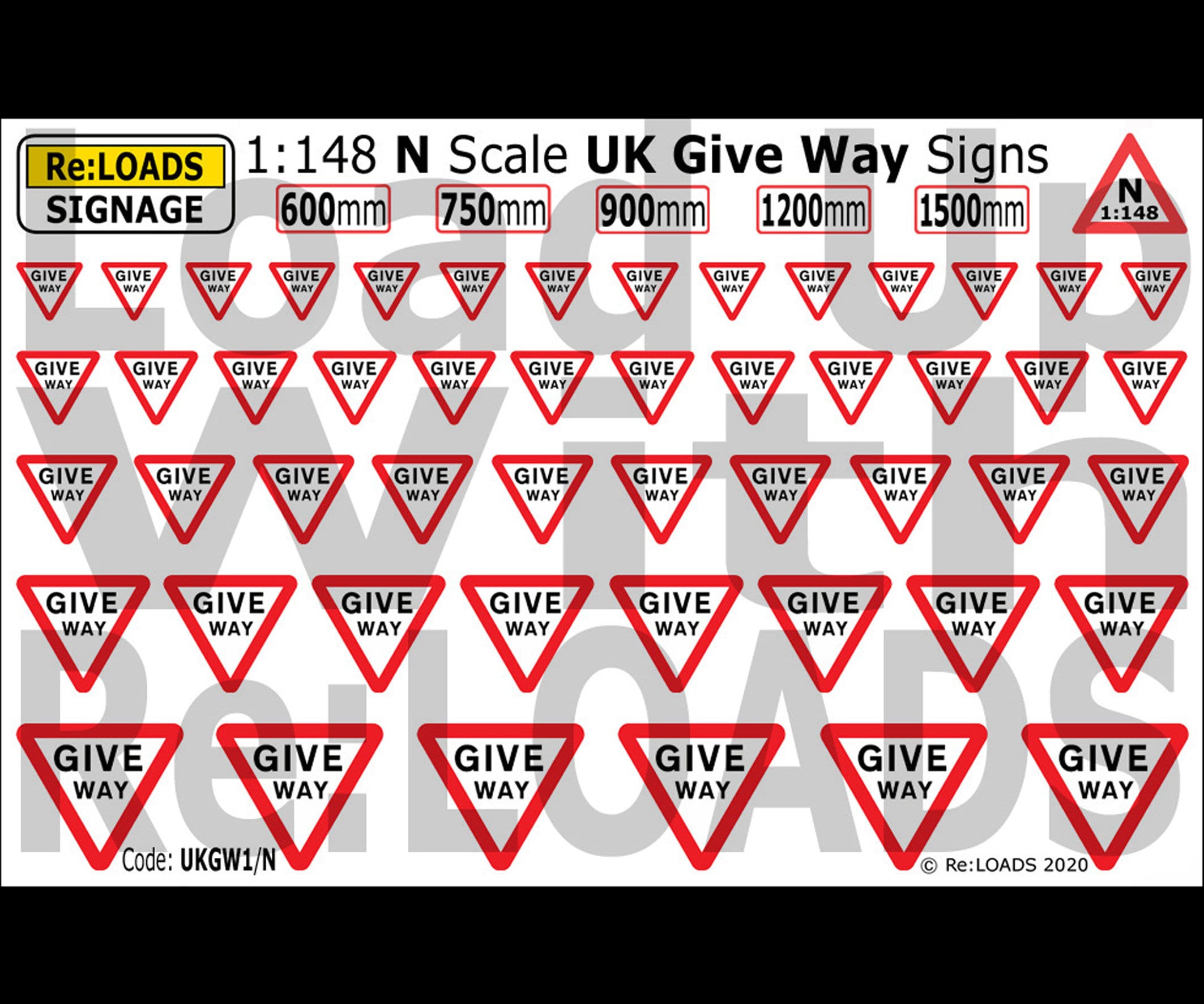 UK Give Way Signs, Signage for N Gauge / N Scale Model Railway Scenery ...