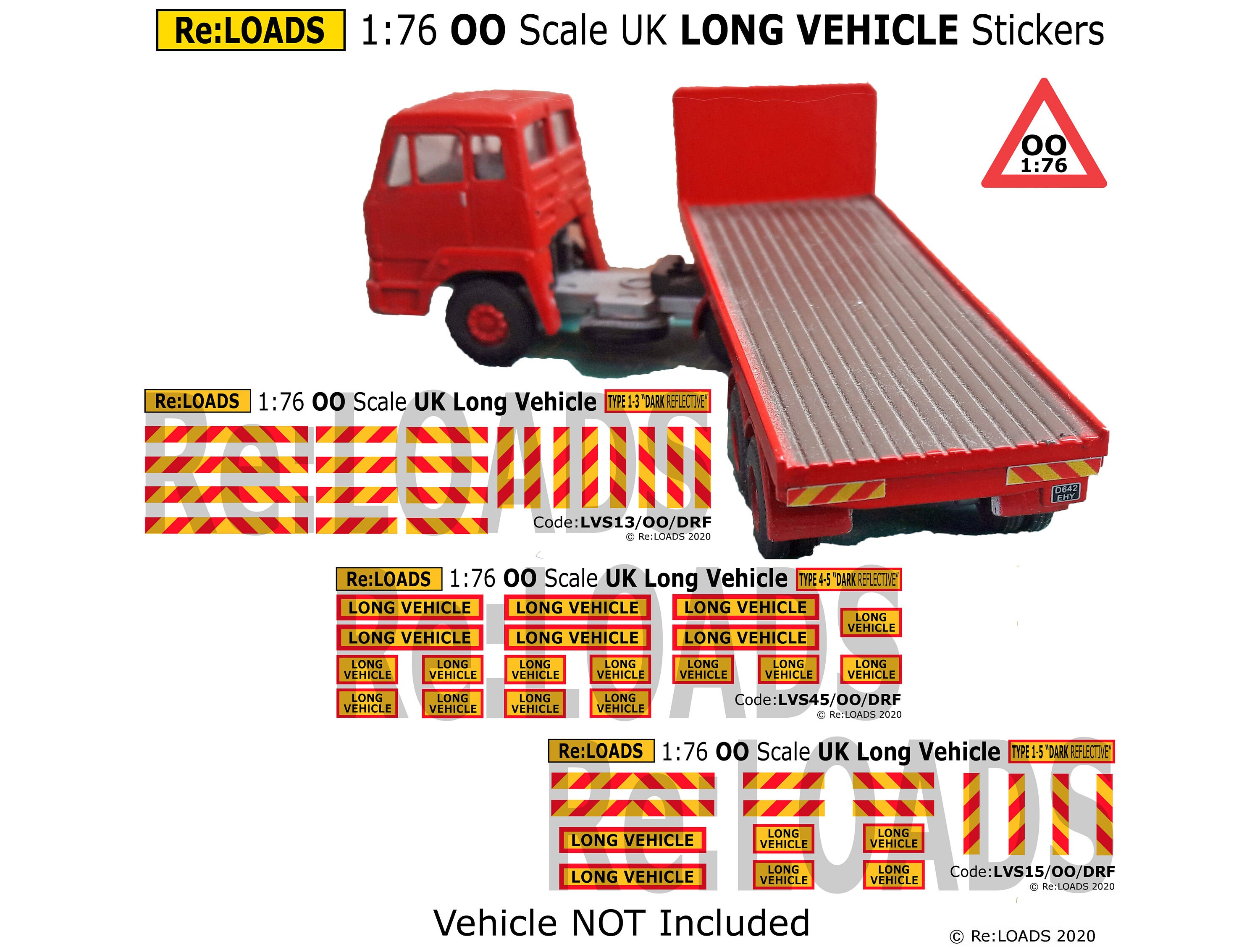 OO Scale / OO Gauge UK "type 1 - 5" Long Vehicle Rear Marker Board ...
