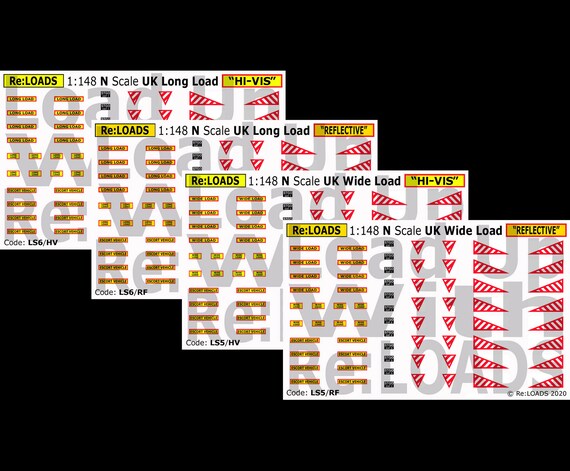 UK Wide Load Long Load Signs Signage for N Scale N Gauge | Etsy
