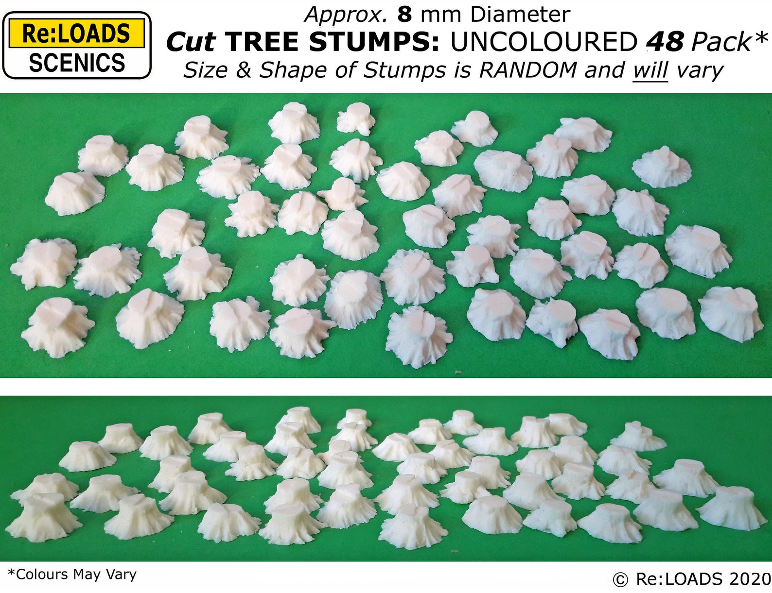 Model Railroad HO Scale Tree STUMPS Uncoloured 8mm Diameter Scale Tree ...