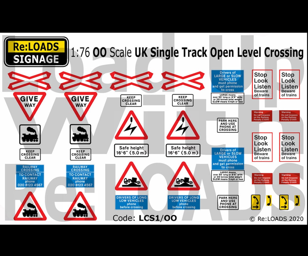 RAILWAY CROSSING Signs, British 00 Single Track Open Level Crossing ...