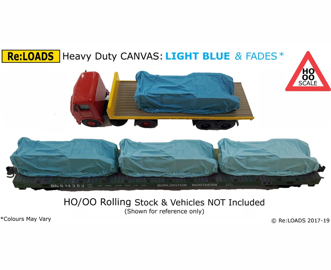 HO Scale Trains Model Railroad Loads, Light BLUE 'canvas' Tarped ...