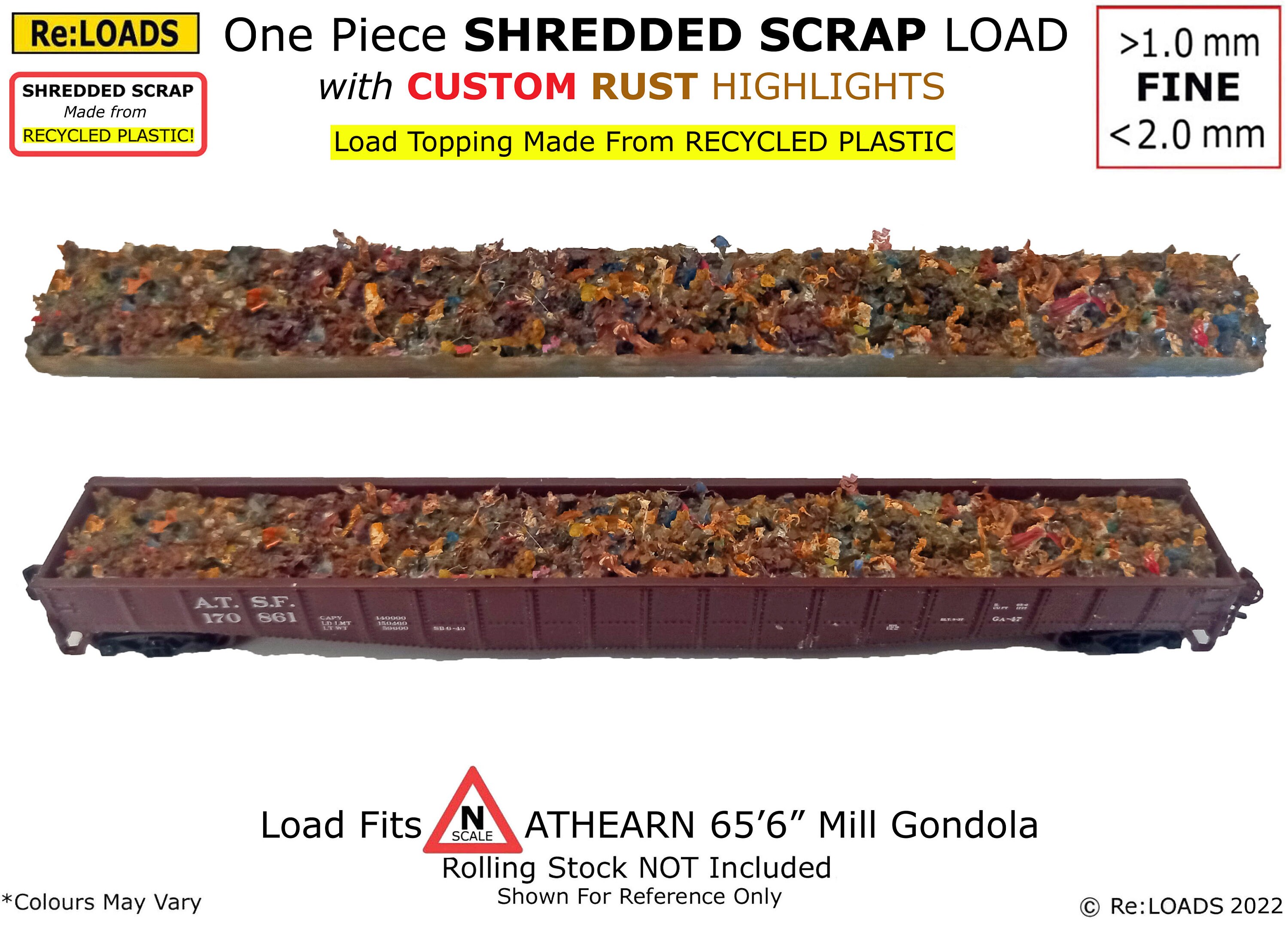 N Scale SHREDDED SCRAP Loads for N Scale Trains Athearn 65'6 Model ...