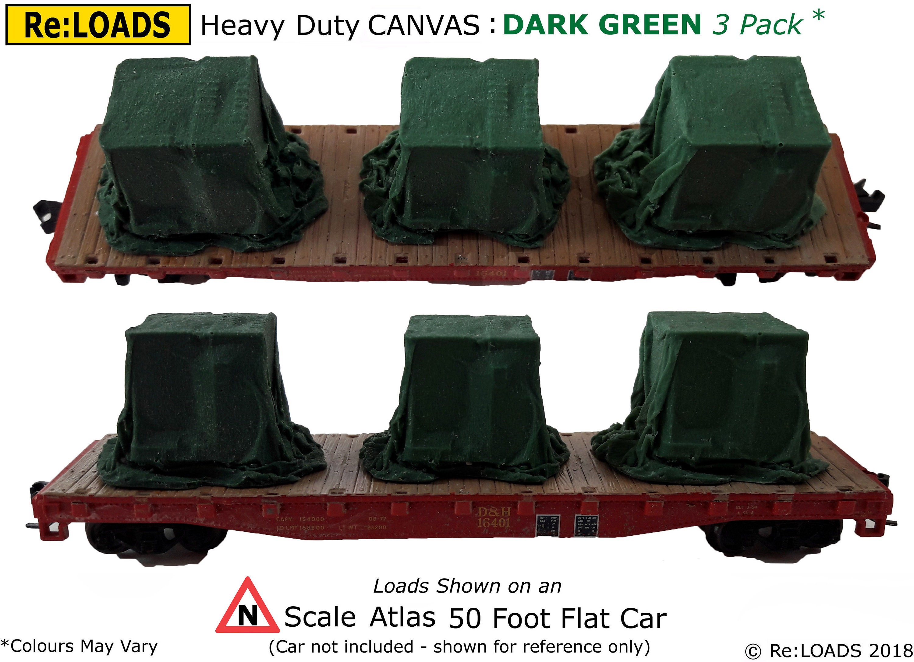 DARK GREEN Tarped Covered Sheeted Model Road, Railway, Railroad Multi ...