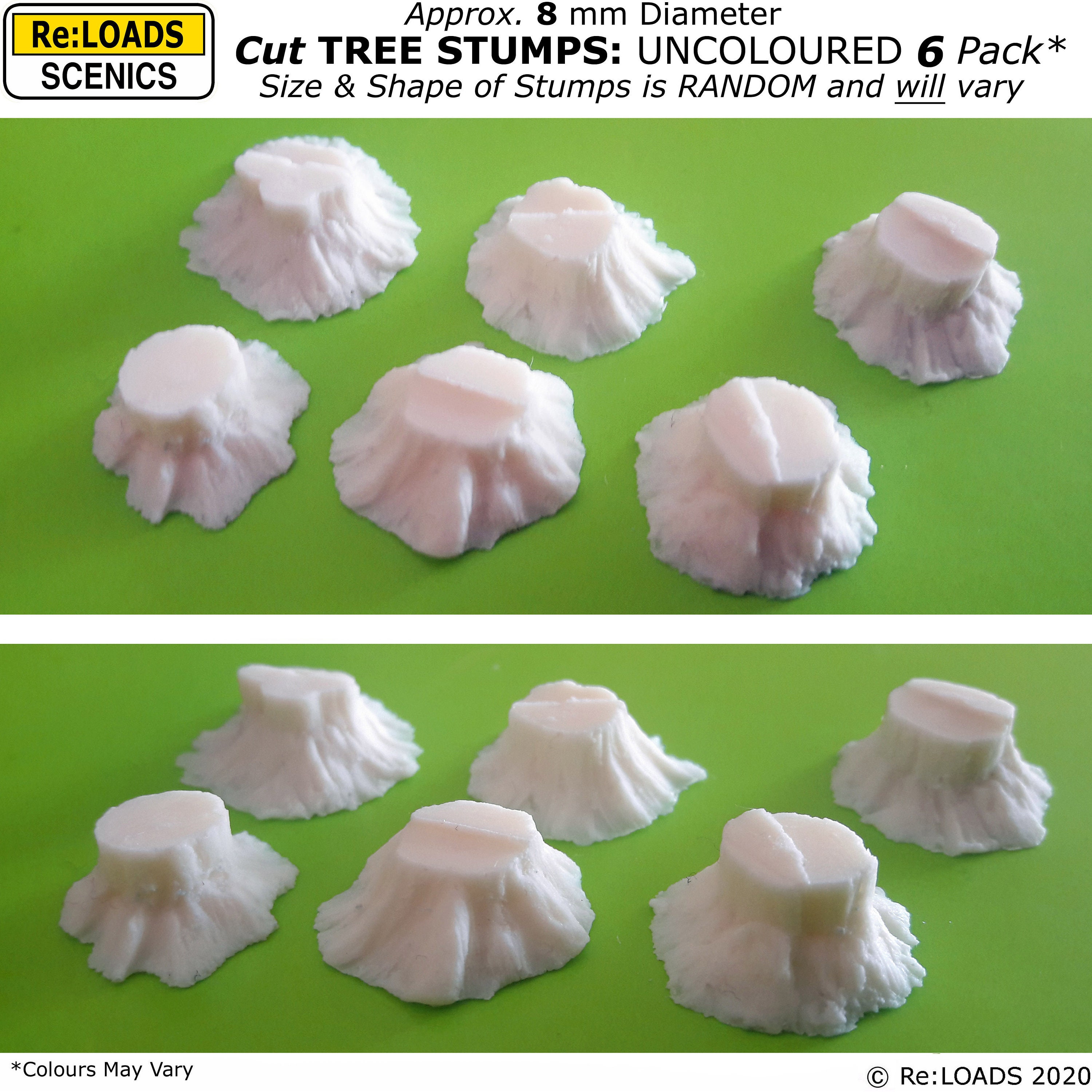 Model Railroad HO Scale Tree STUMPS Uncoloured 8mm Diameter Scale Tree ...