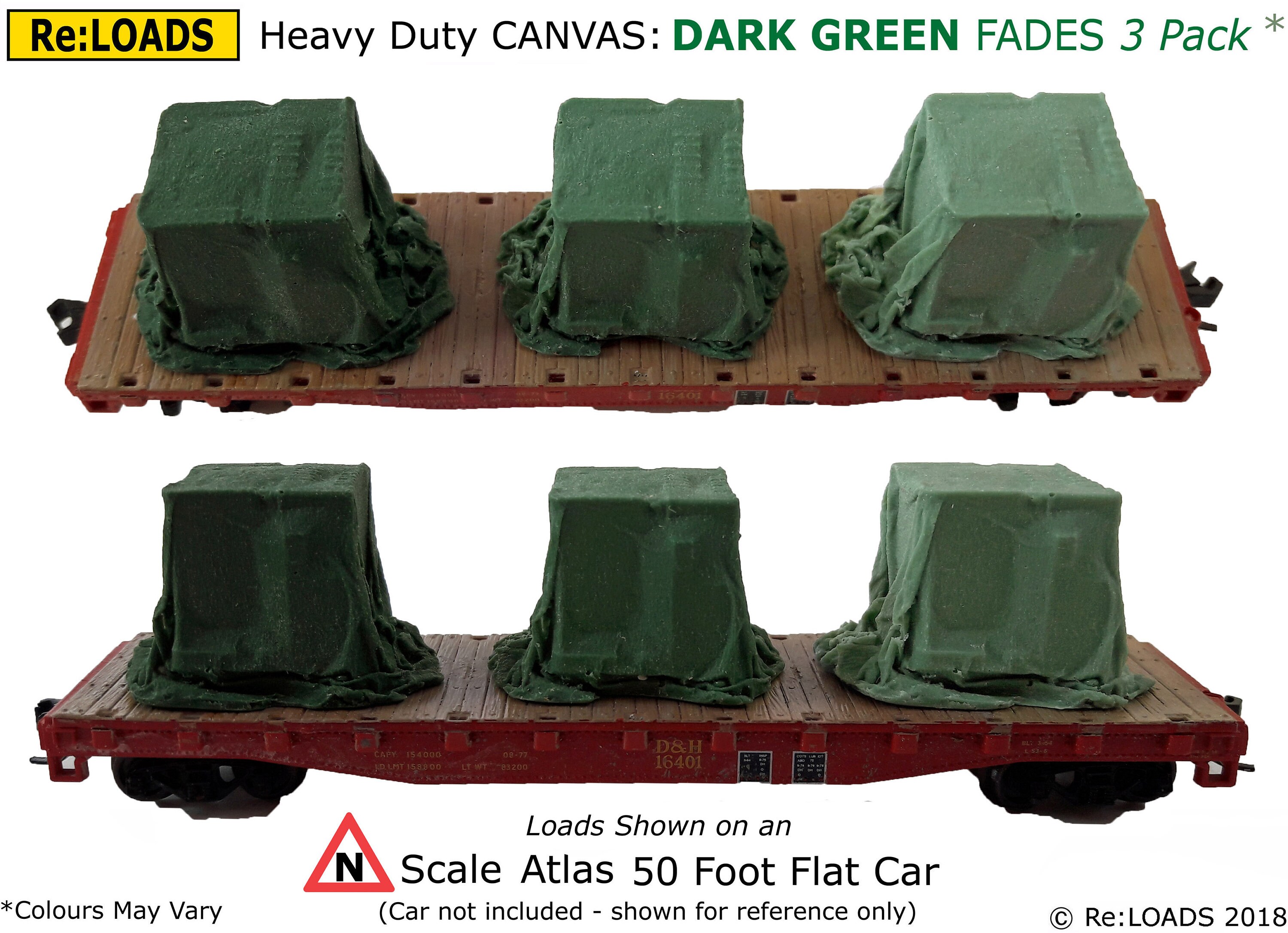 DARK GREEN Tarped Covered Sheeted Model Road, Railway, Railroad Multi ...