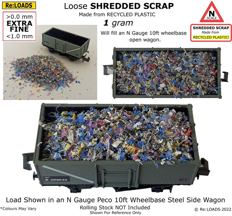 Loose SHREDDED SCRAP Recycled Plastic for N Scale Trains N Gauge Model ...