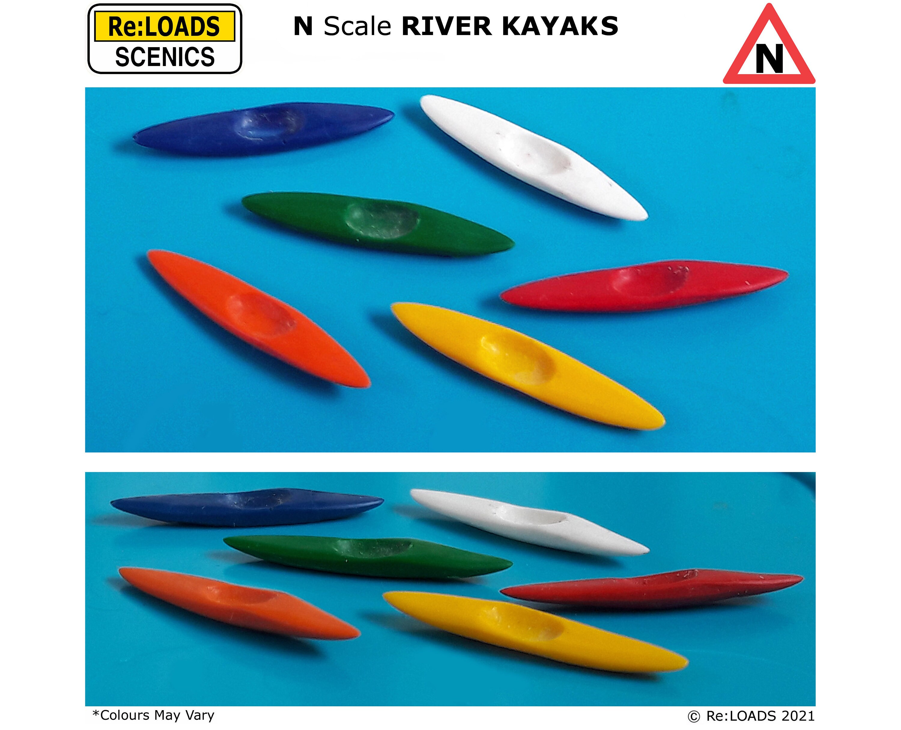 RIVER KAYAKS N Scale Kayaks Model Canoes for N Scale Train Layouts, N ...