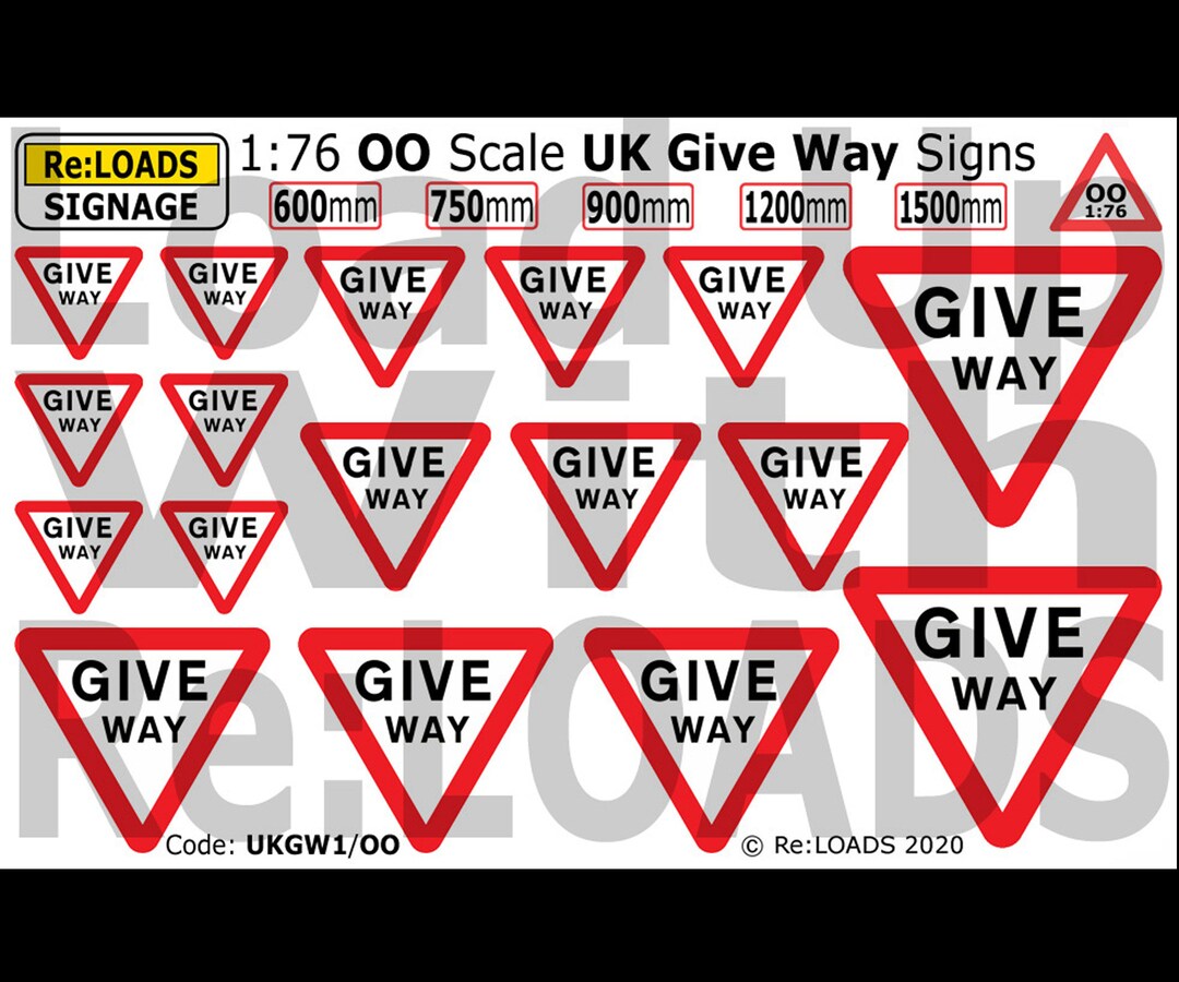 UK Give Way Signs, Signage for OO Gauge / OO Scale Model Railway ...